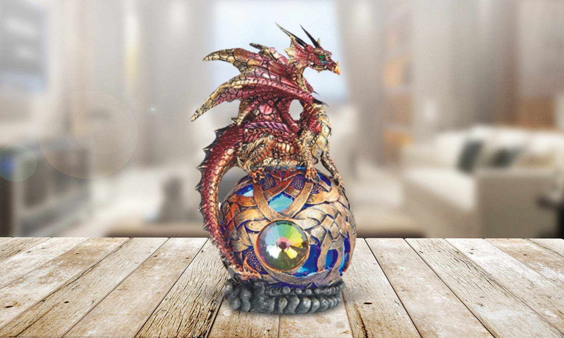 Trinx Deniyah Deniyah 6"H Red Dragon On Light Up LED Orb Collectible Figurines Unique Gifts ...